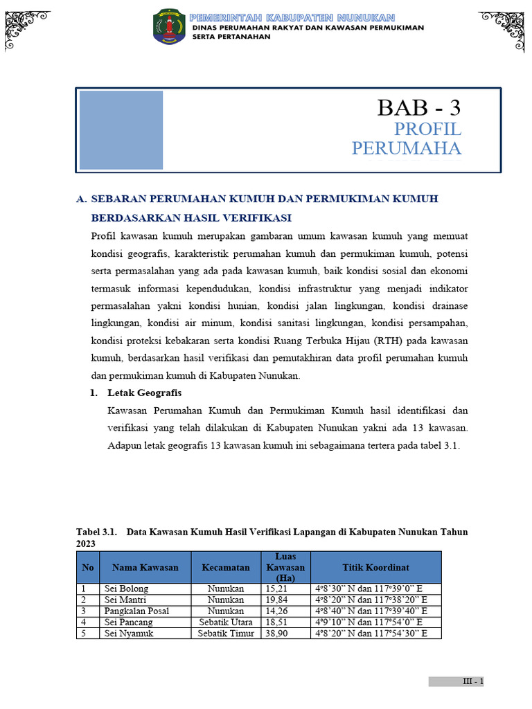 03 - BAB 3 - Profil Perumahan Kumuh Dan Permukiman Kumuh | PDF