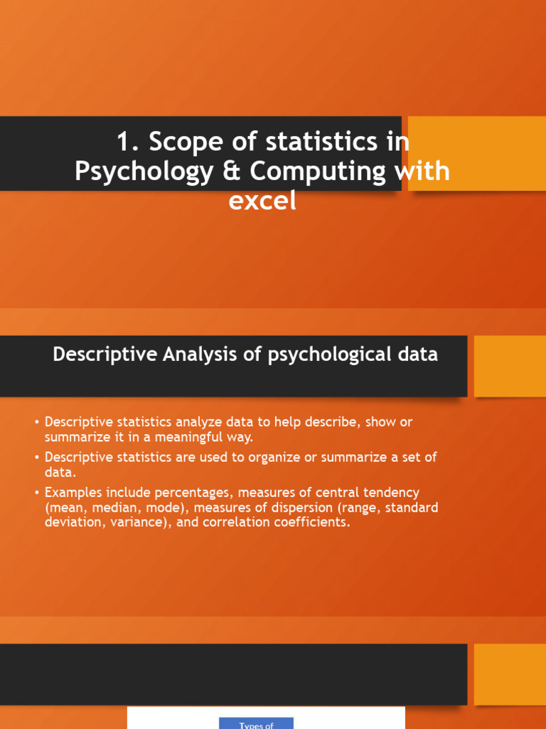 Scope of Statistics in Psychology & Computing With Excel | PDF