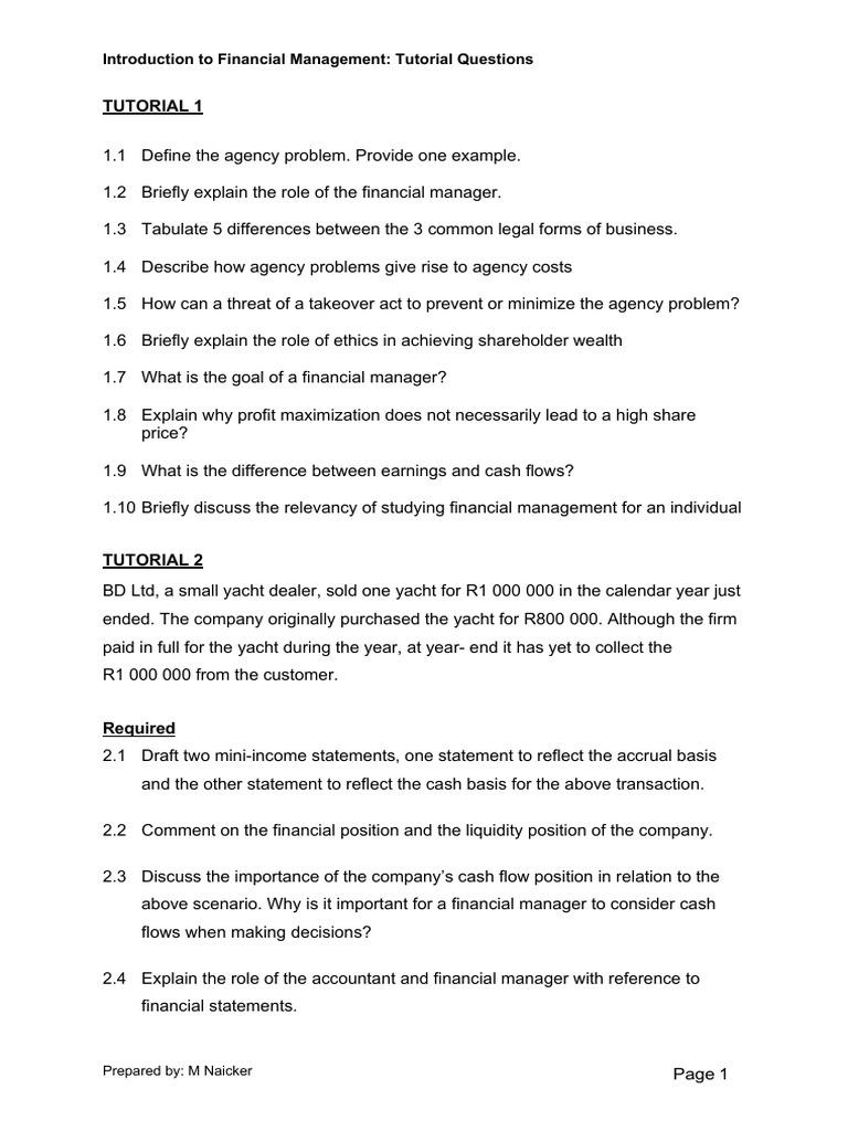 Tutorial Questions CH1 | PDF