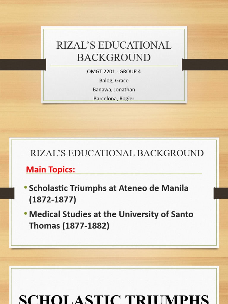 Rizals Educational Background | PDF | Manila | Philippines