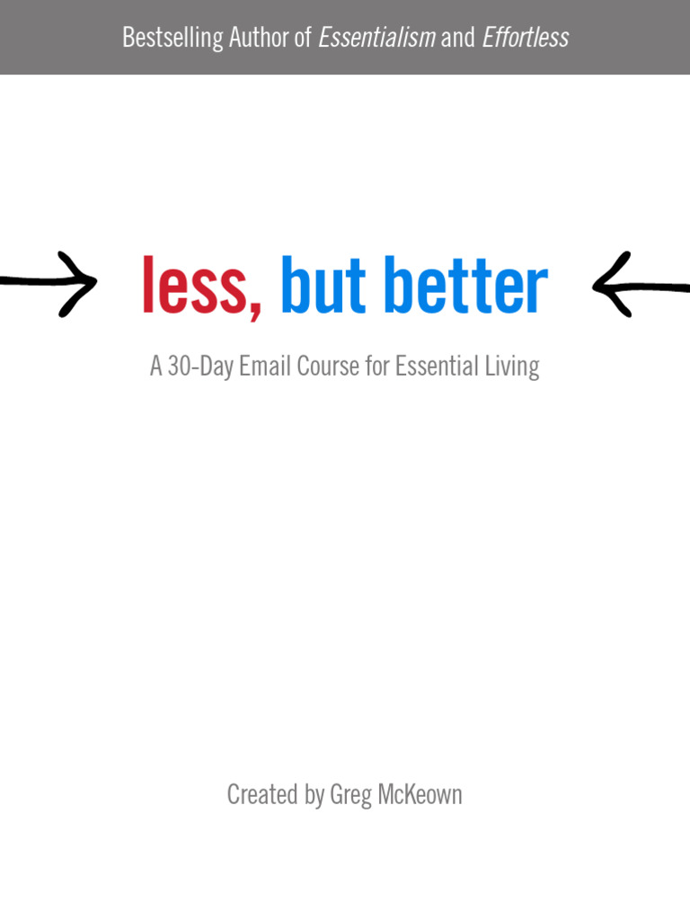 Essentialism Workbook: Less, But Better | PDF