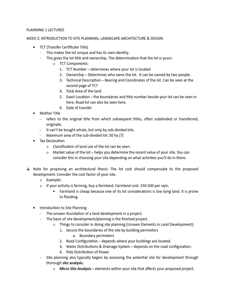 Planning 1 Lectures | PDF | Water | Topography