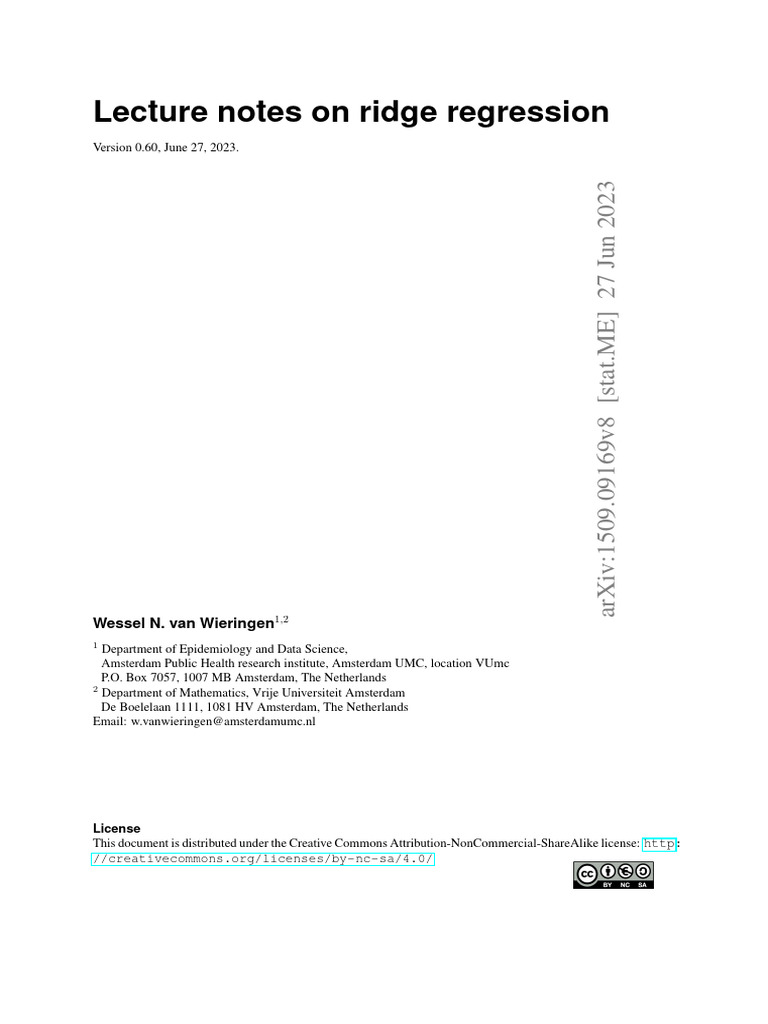 Ridge Regression Overview and Applications | PDF | Regression Analysis | Eigenvalues And ...