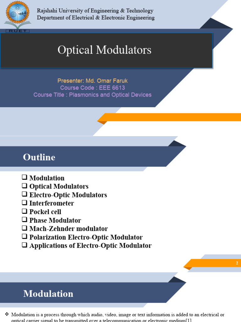 Overview of Optical Modulators | PDF | Optics | Interferometry