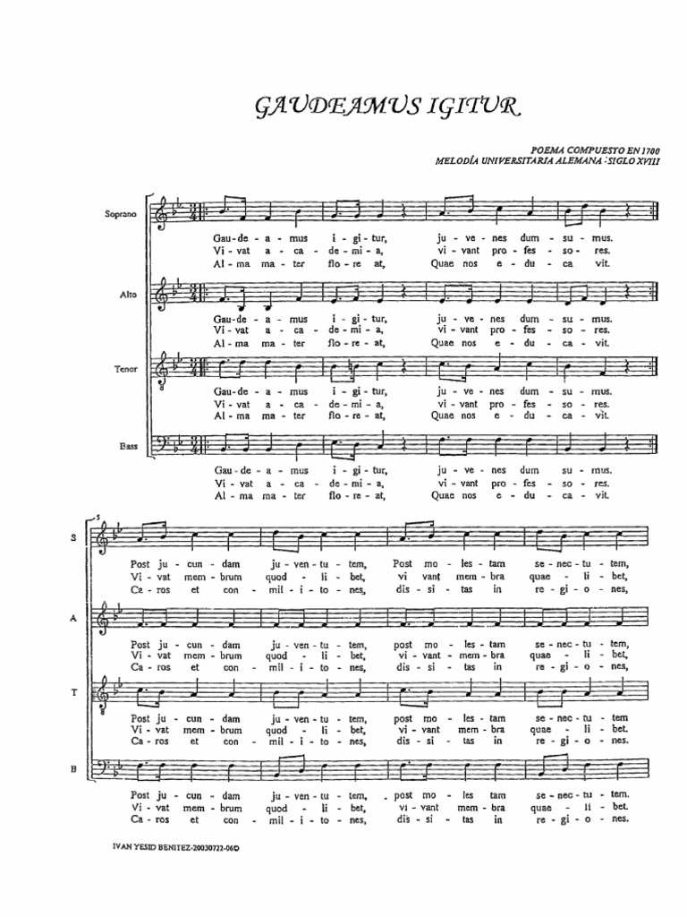 Himno Universitario Gaudeamus Igitur Print | PDF