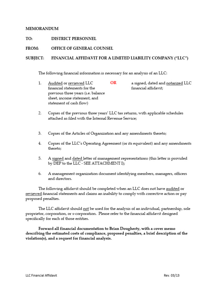 Financial Affidavit - LLC | Download Free PDF | Expense | Revenue