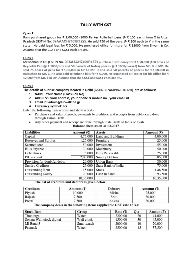 Tally GST | PDF | Trade | Money