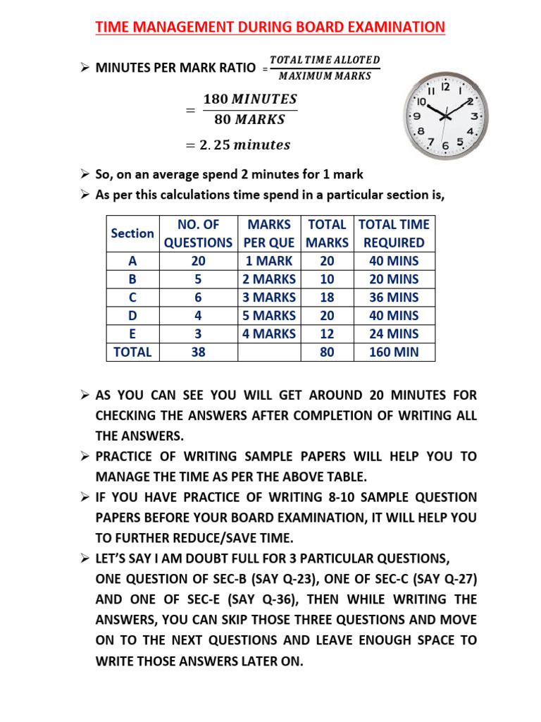 Tips For Time Management in Board Exam | PDF