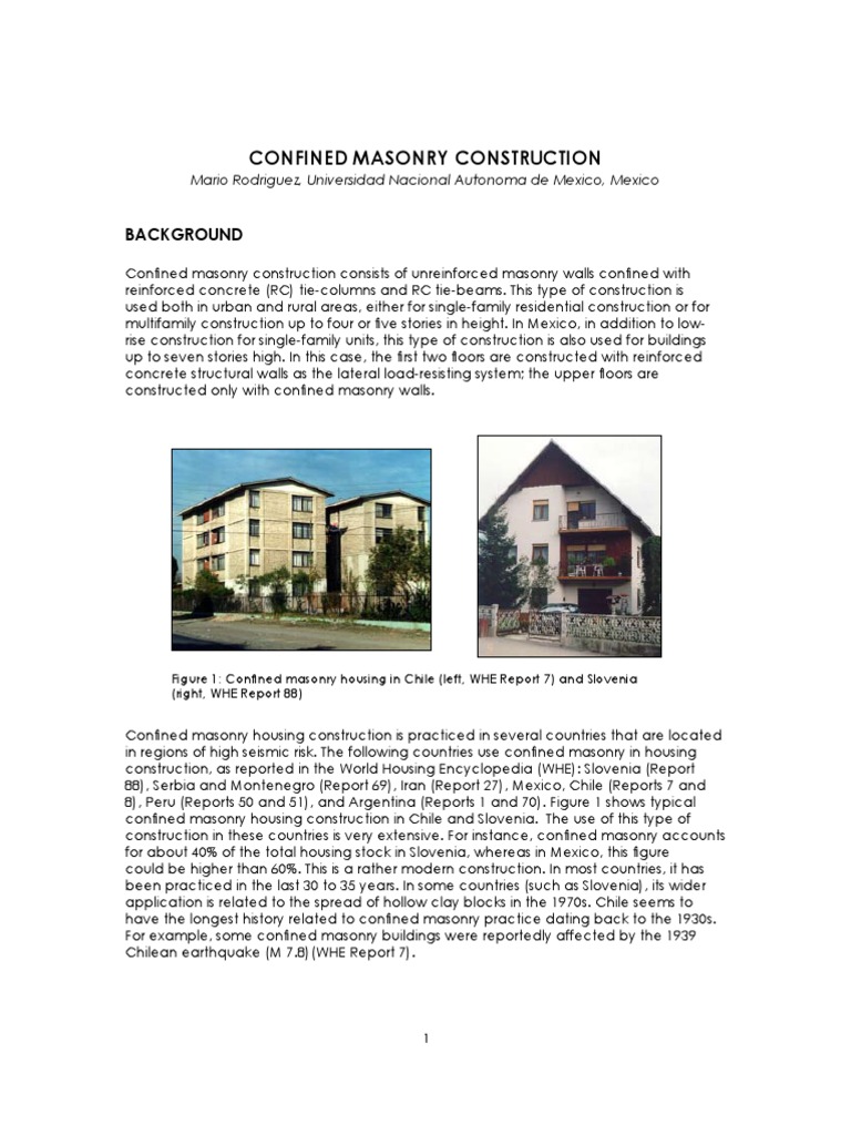 Confined Masonry Construction | PDF | Masonry | Earthquakes
