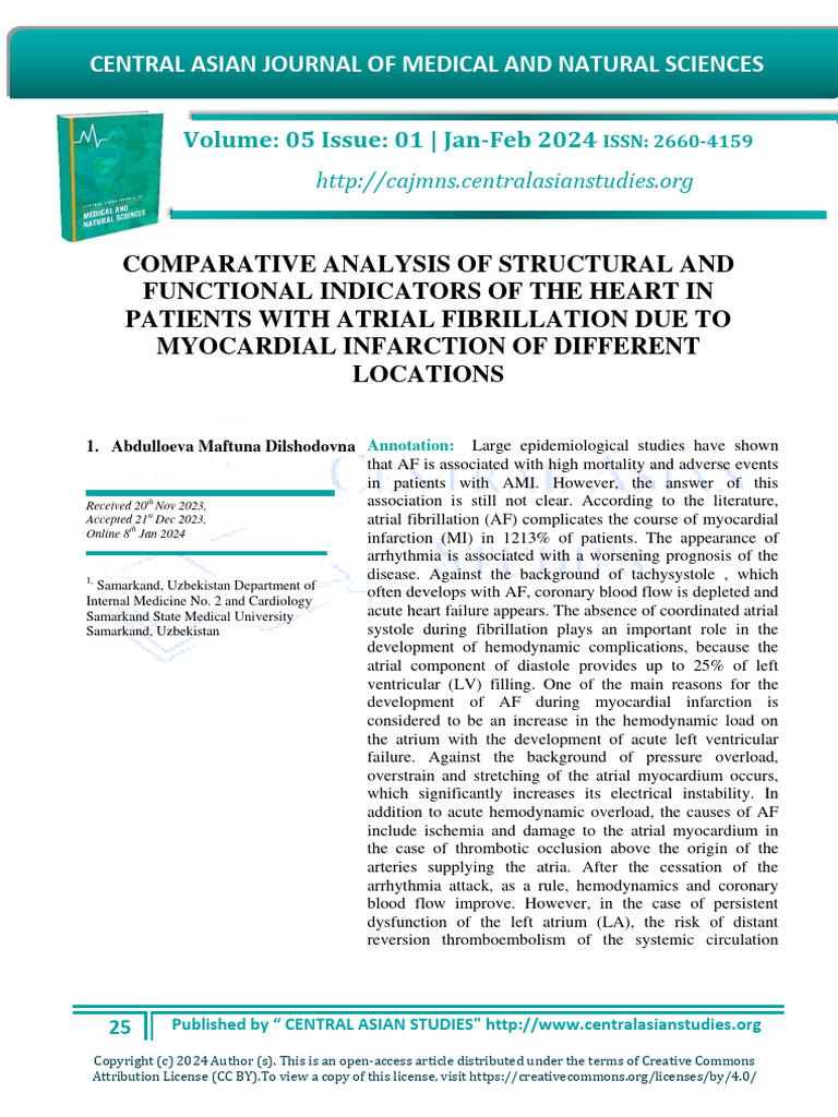 Volume 05 Issue 01 Jan Feb 2024 Pdf Myocardial Infarction 2480