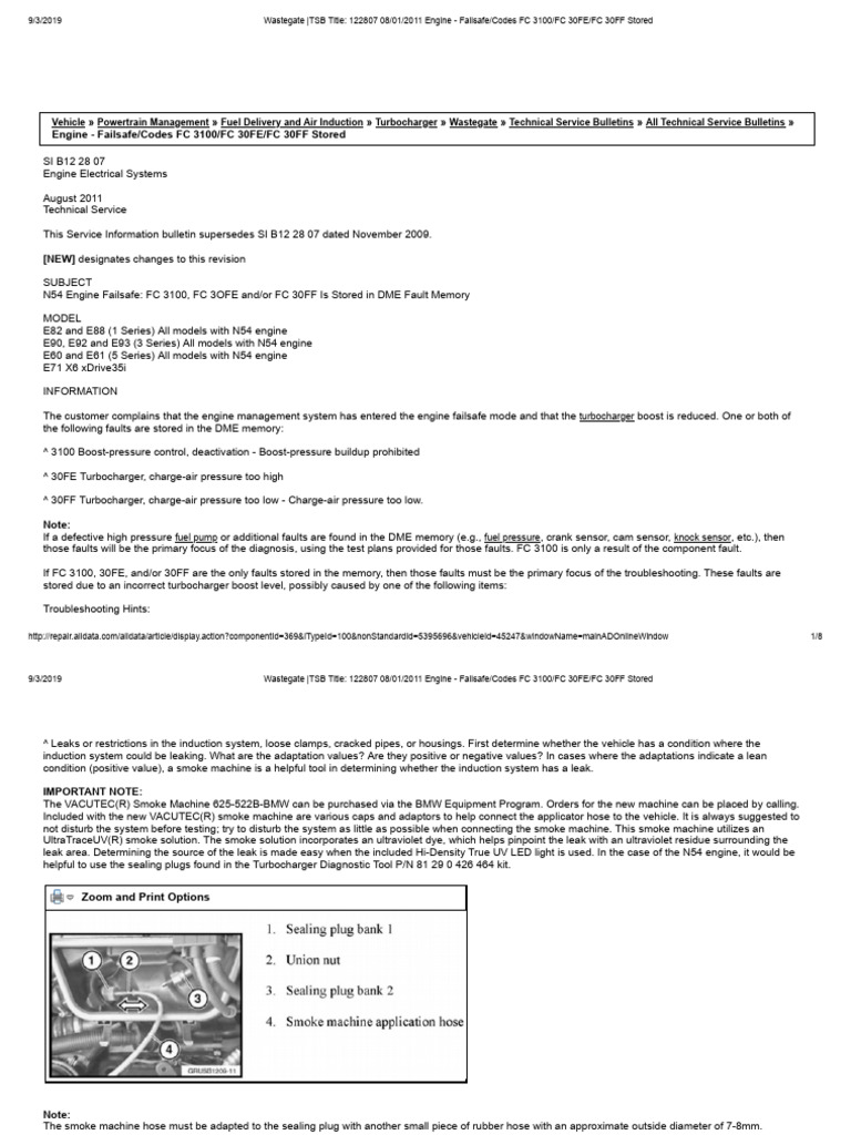 Wastegate - TSB Title - 122807 08 - 01 - 2011 Engine - Failsafe - Codes ...