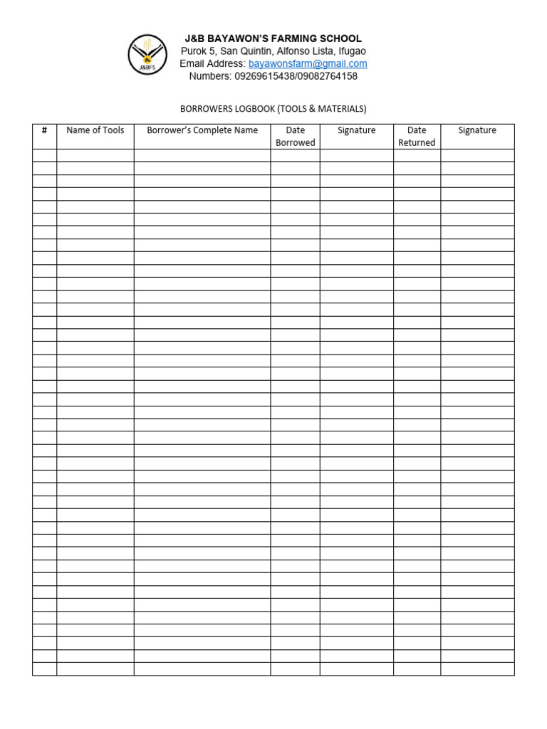 Borrowers Logbook | PDF