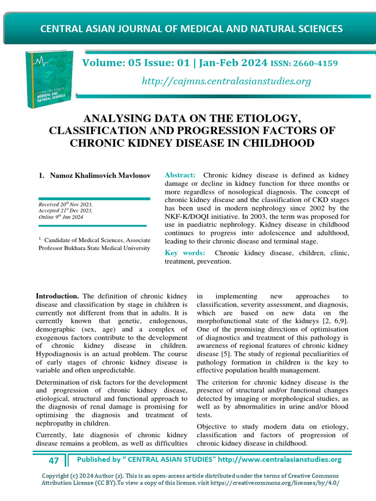 Analysing Data On The Etiology, Classification and Progression Factors ...