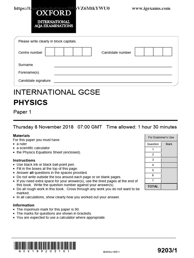 GCSE Physics Past Paper 1 Nov 18 | PDF | Nuclear Fusion | Fusion Power