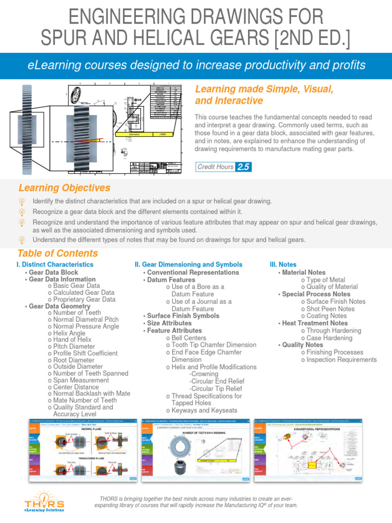 Engineering Drawings For Spur and Helical Gears Course Thors Academy ...