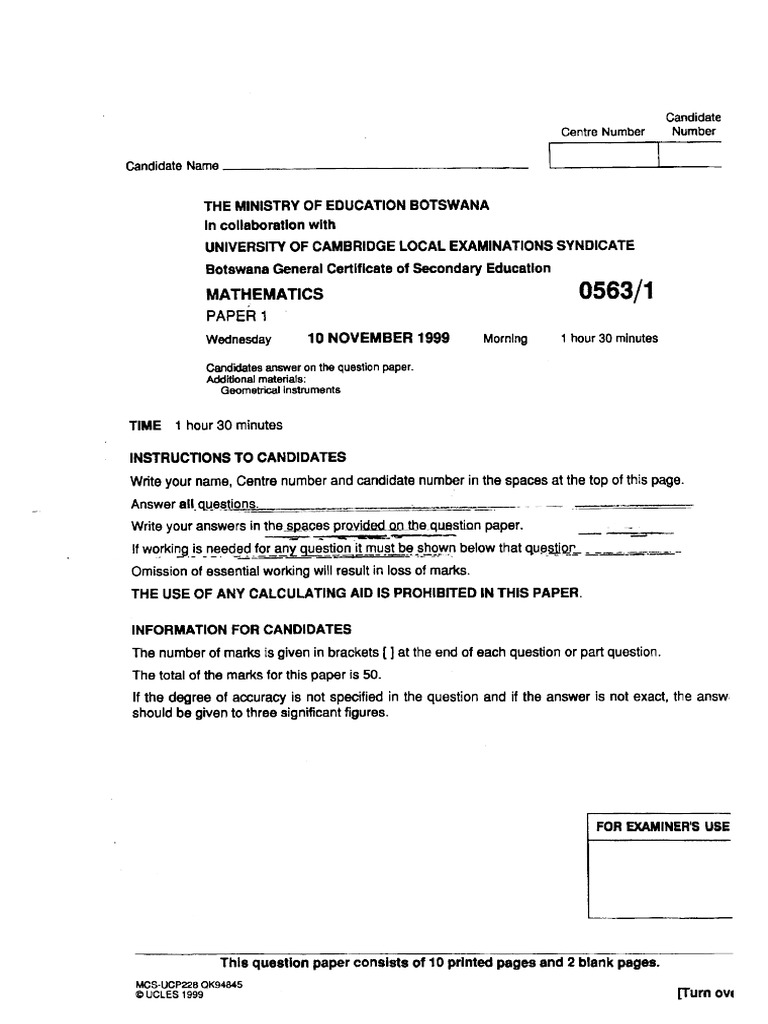Maths Rev Kit PP 1 | PDF