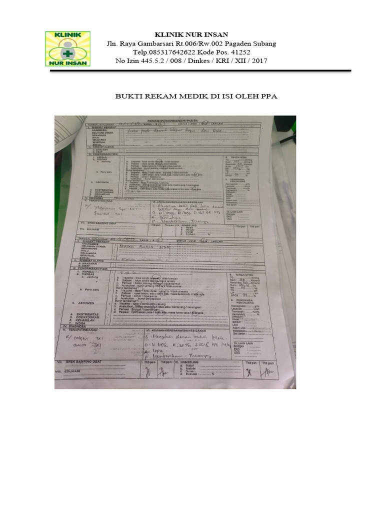 Bukti Rekam Medik Di Isi Ppa | PDF