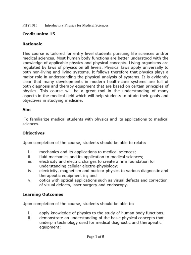 PHY1015 Physics For Medical Sciences | PDF | Momentum | Force