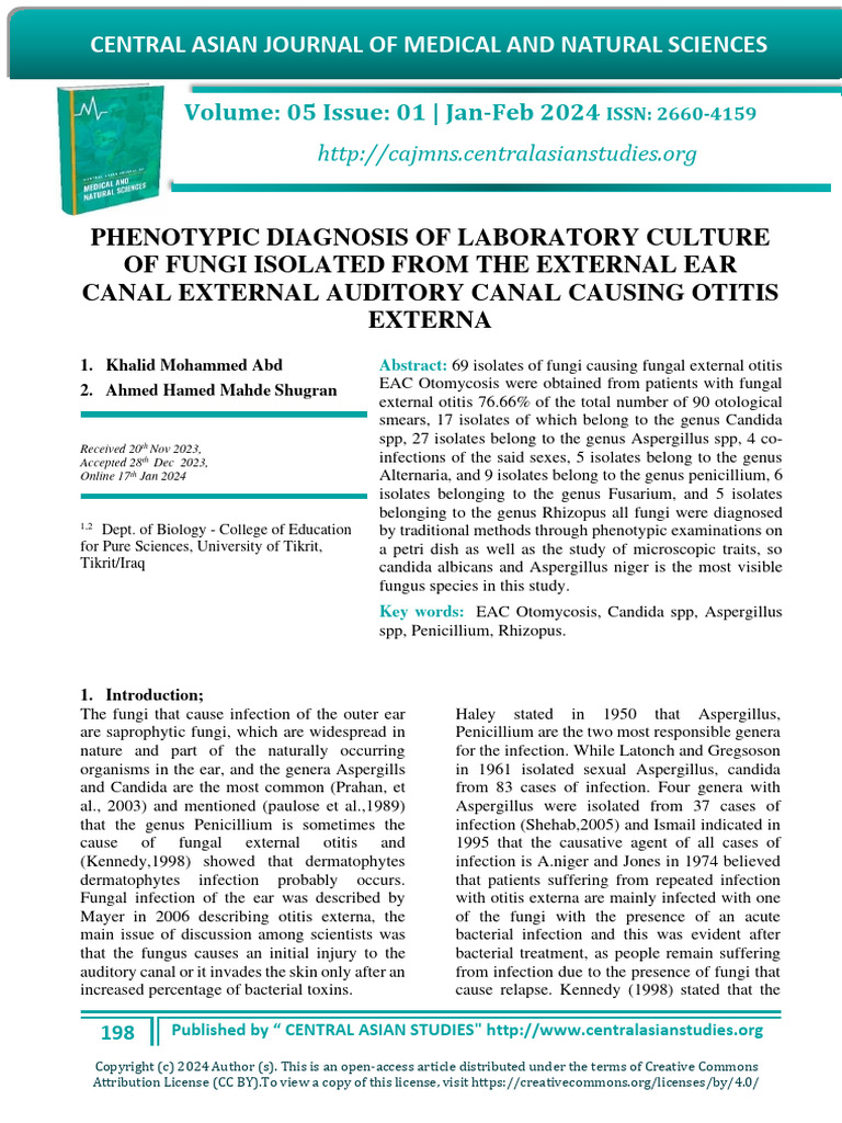 Phenotypic Diagnosis of Laboratory Culture of Fungi Isolated From The ...