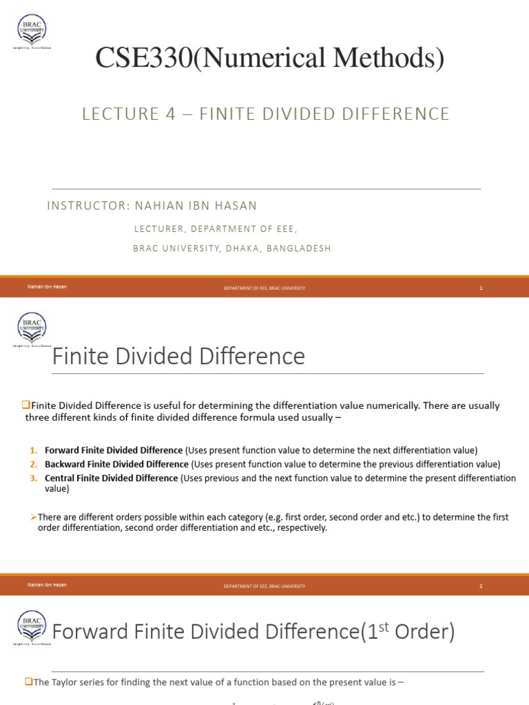 Finite Divided Difference Formula | PDF | Teaching Methods & Materials