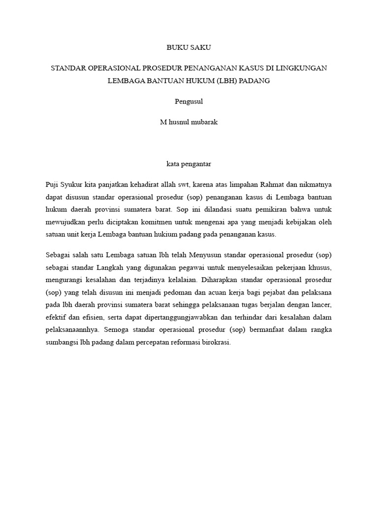 SOP Penanganan Kasus LBH Padang | PDF | Hukum