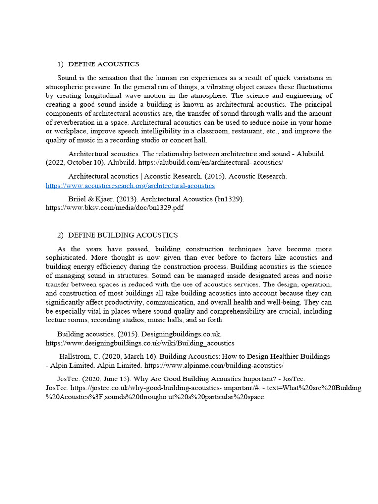 Introduction and Definition of Terms - Acoustics | PDF | Science ...