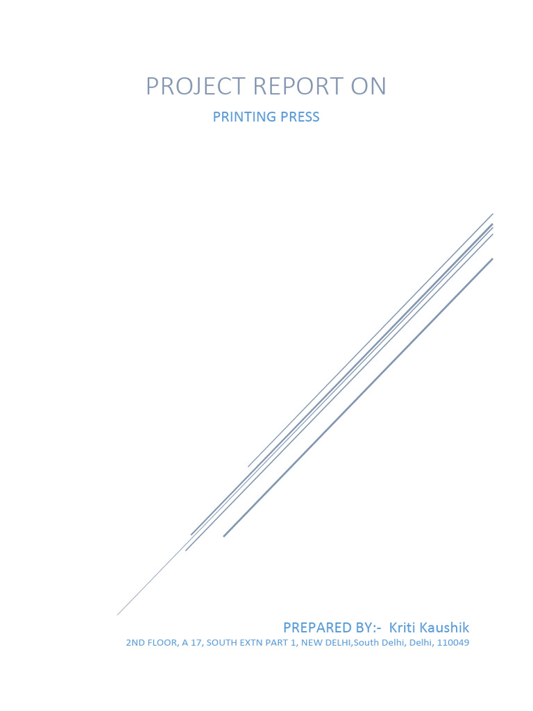 Project Report For Printing Press Msme | PDF