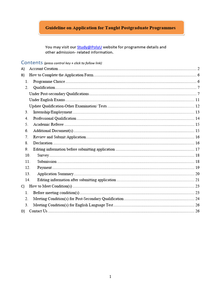 Guideline On Application For TPG Programmes | PDF