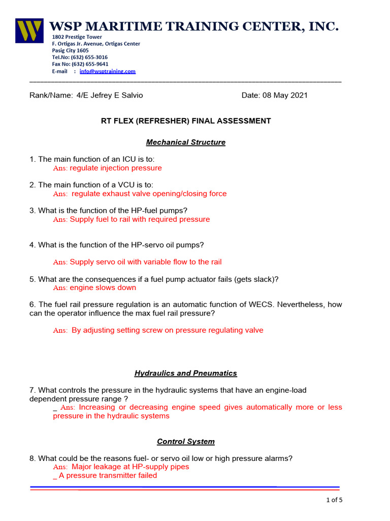 RT-Flex Refresher Final Assessment | PDF
