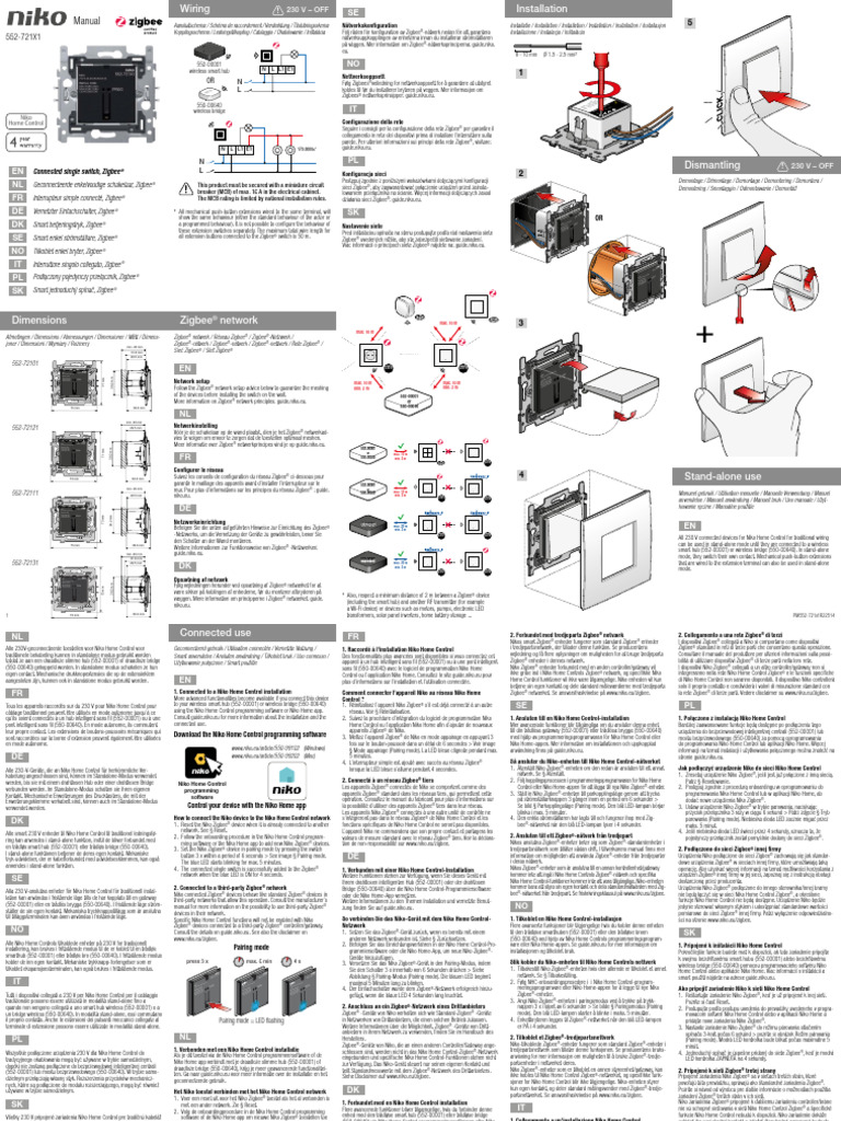 Manual: Connected Single Switch, Zigbee | PDF
