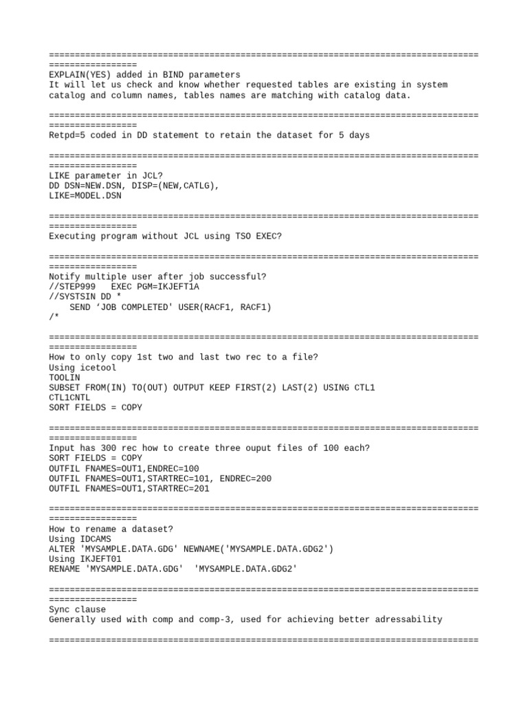 Mainframe Questions 1 | PDF