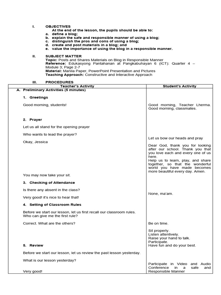 Lesson Plan in ICT | PDF