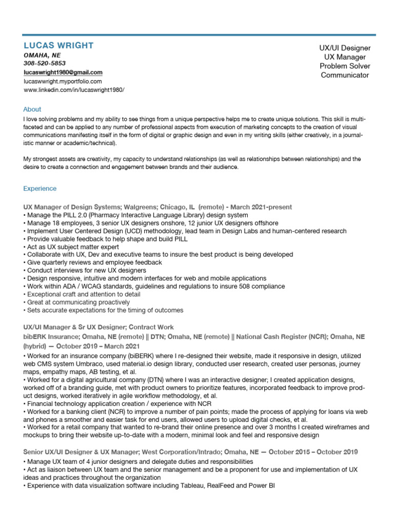 2023 - Lucas Wright Resume (Remote) | PDF | Computing | Human Communication