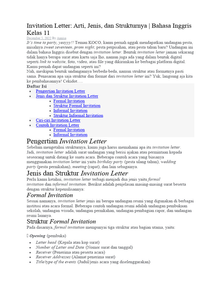 Struktur dan Ciri Invitation Letter | PDF | Karier & Perkembangan