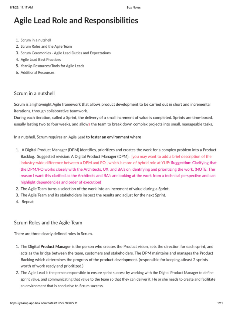 Agile Lead Role and Responsibilities | PDF | Scrum (Software ...