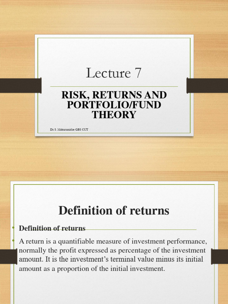 7.1 Risk, Returns and Portfolio | PDF