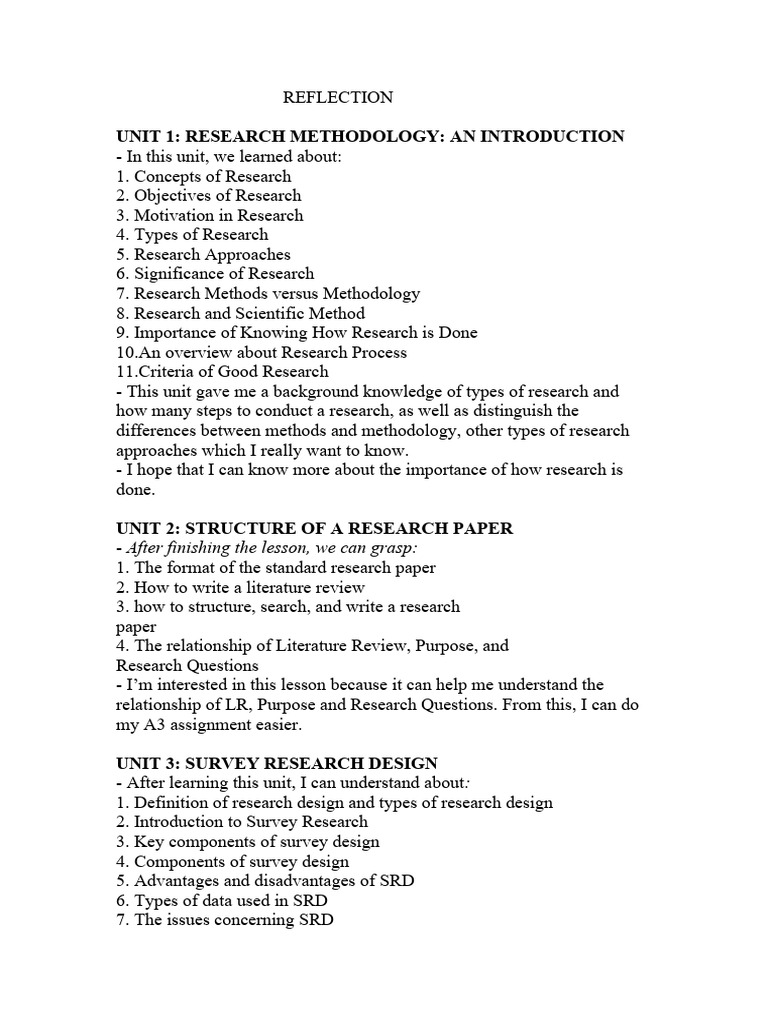 REFLECTION | PDF | Methodology | Scientific Method