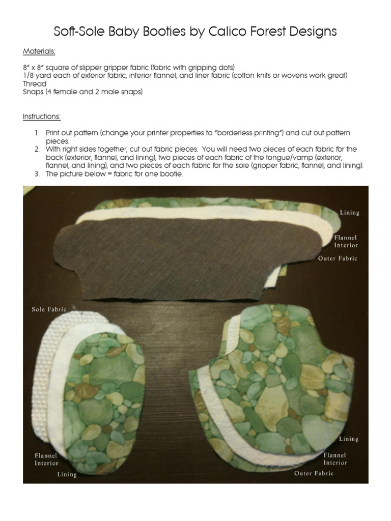 Instructionsfor Soft Sole Bootiesby Calico Forest Designs PDF | PDF