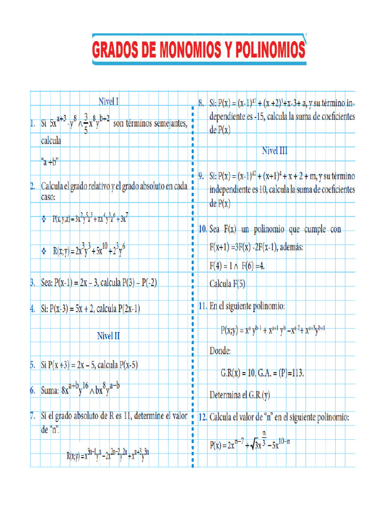 Grados de Polinomios | PDF