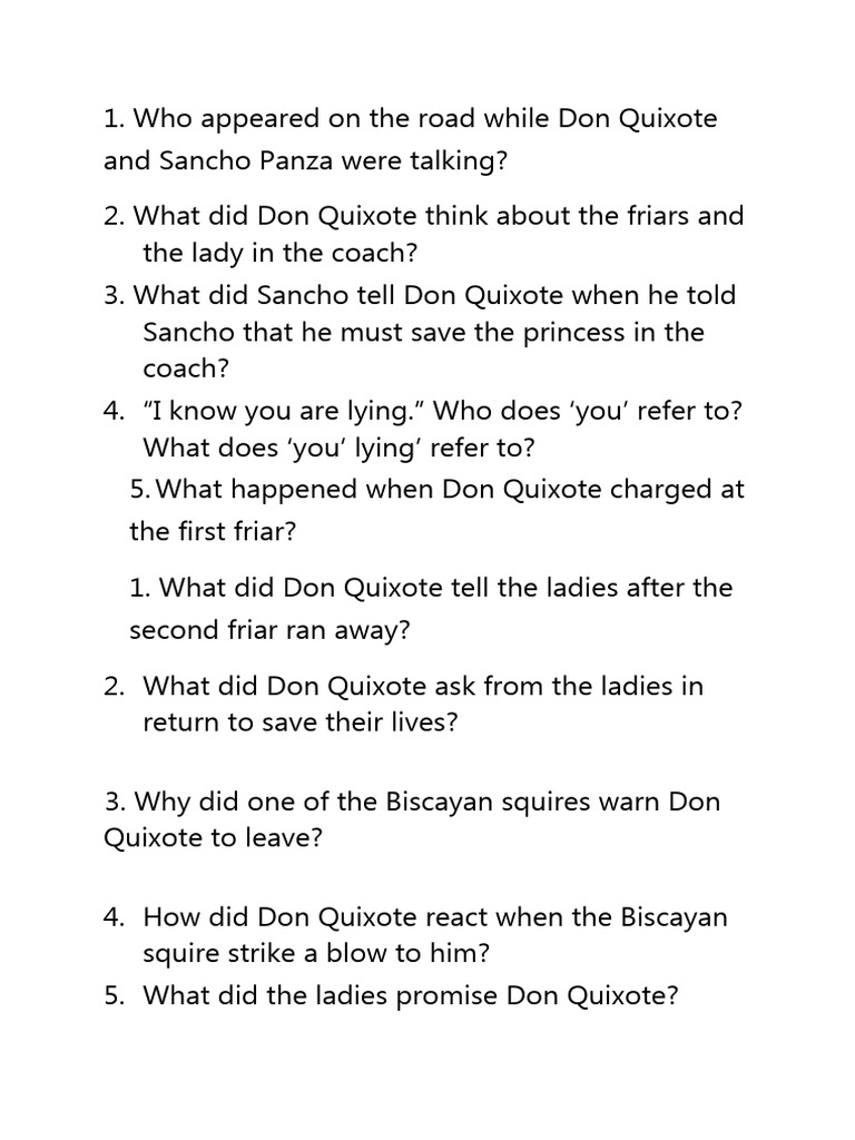 Don Quixote Answers | PDF