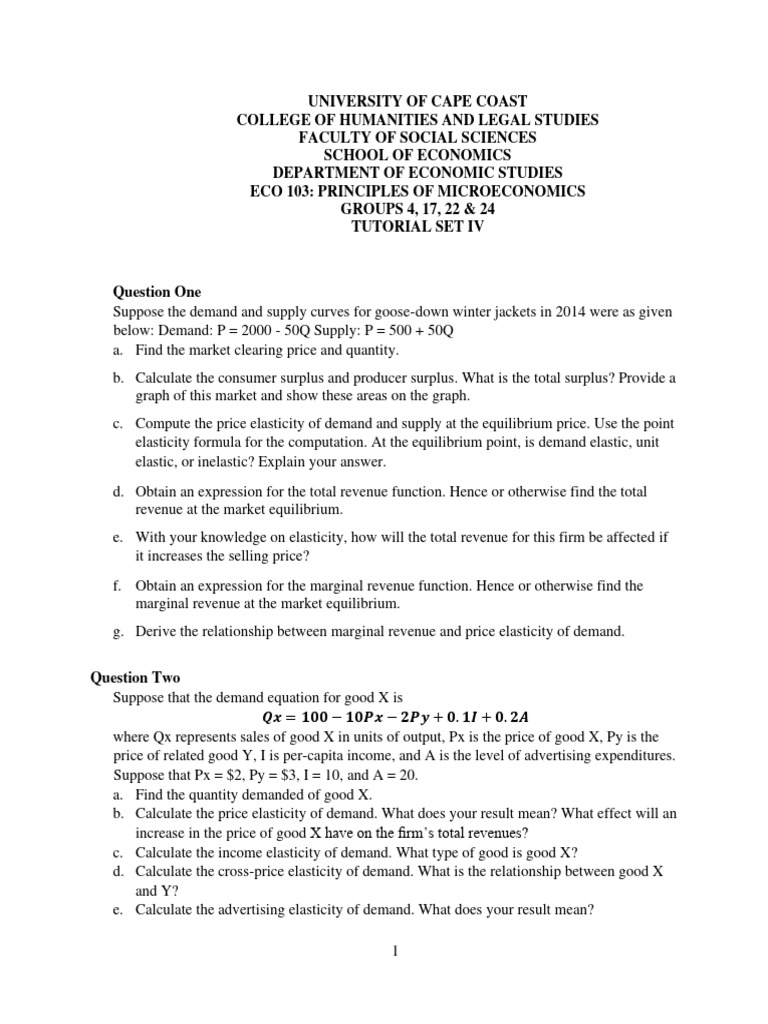 Eco 103 Tut Set Iv | PDF