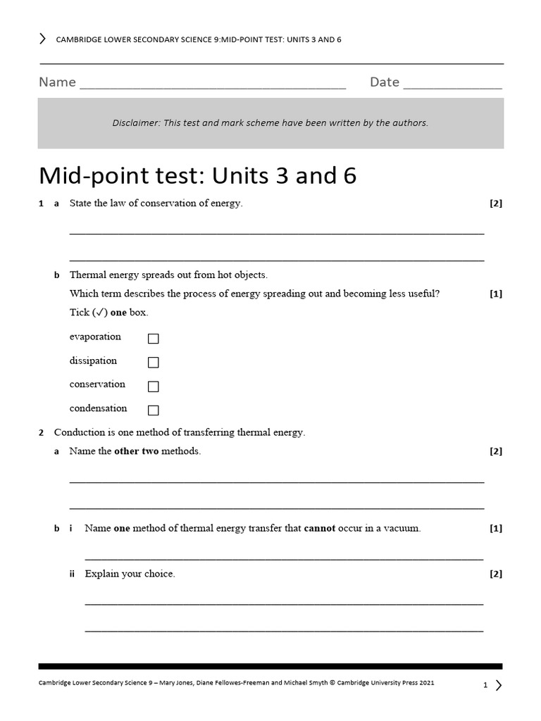 S9 Mid-Point Test U3and6 | PDF