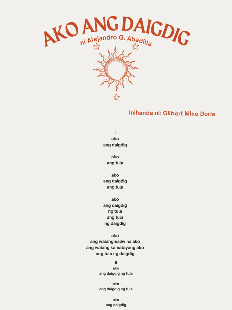 Ako Ang Daigdig Ni Alejandro G. Abadilla - Gilbert Doria | PDF