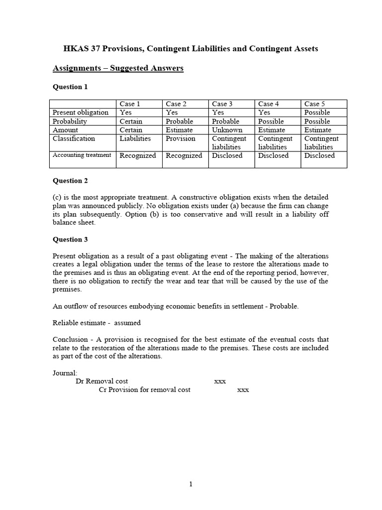 HKAS 37 Assignments Ans | PDF