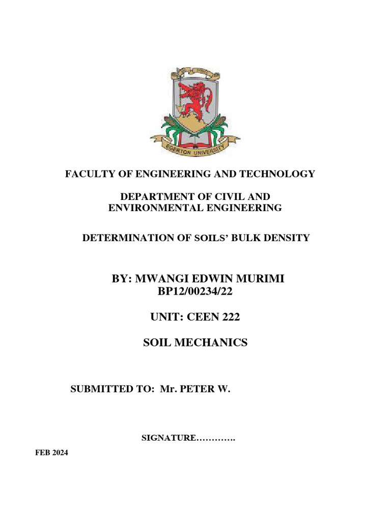 Determination of Soil's Bulk Density | PDF | Porosity | Soil