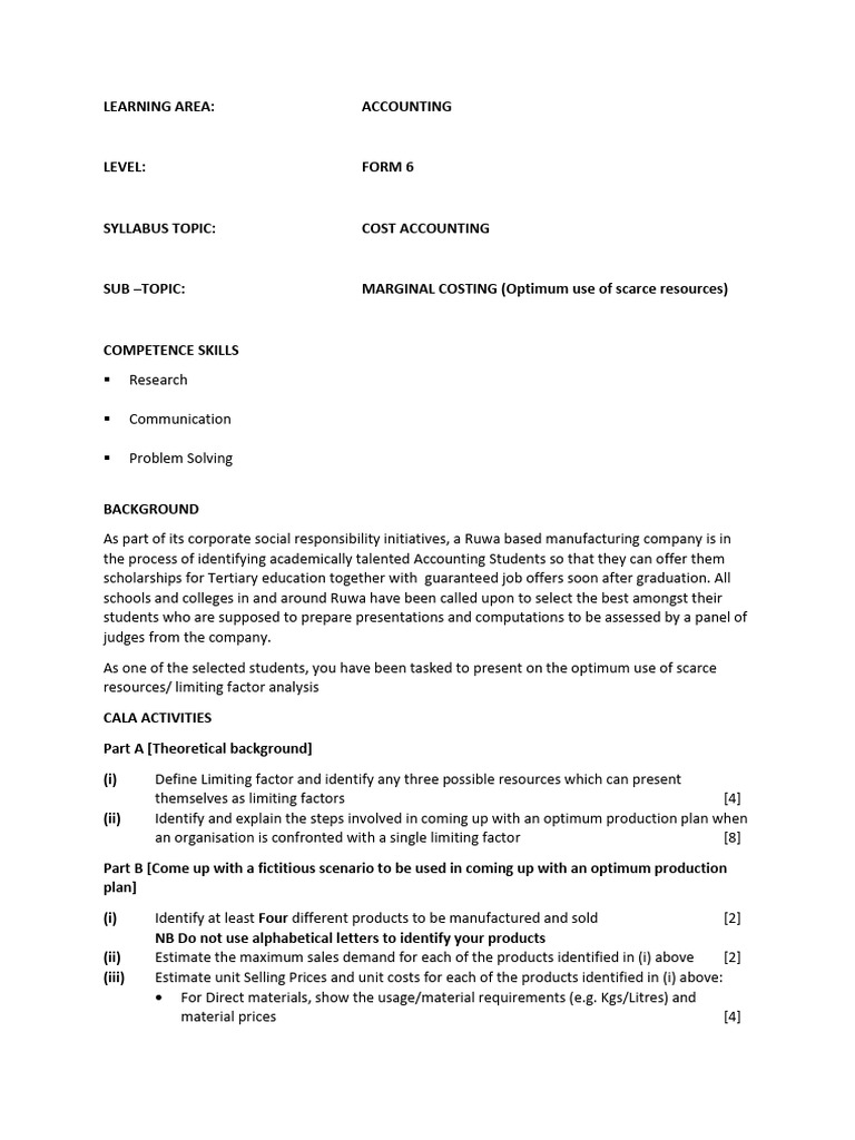 Accounting Cala Component C 2022 | Download Free PDF | Cost Accounting | Business Process