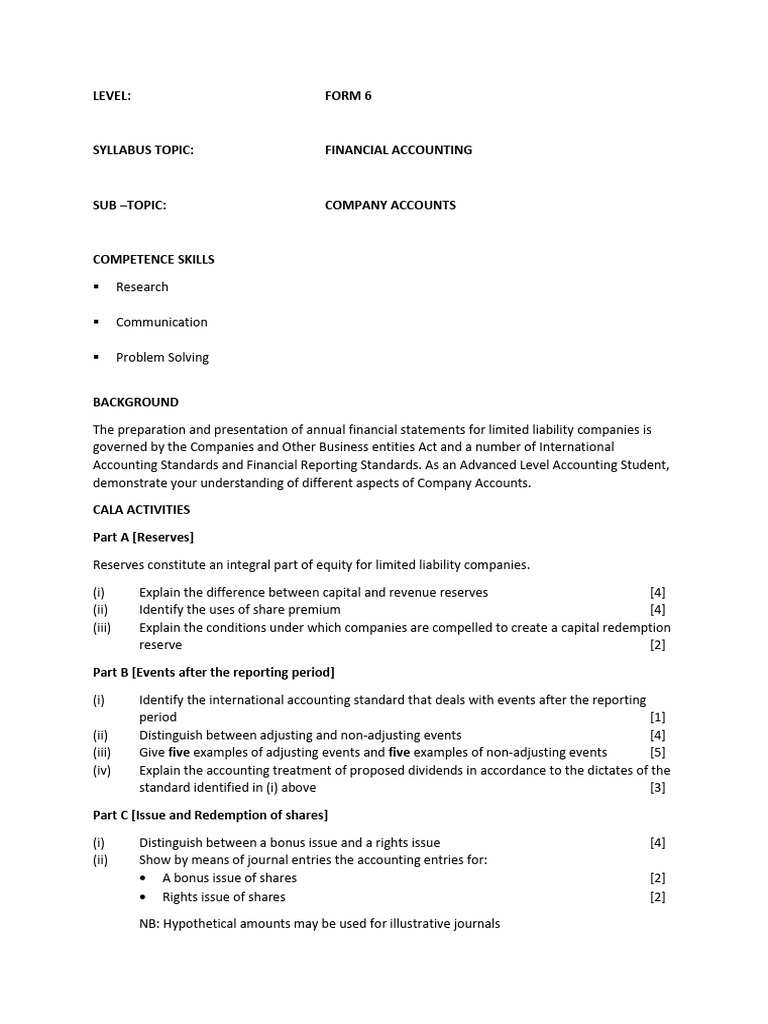 Accounting Cala Component E 2022 | PDF | Equity (Finance) | Financial Statement