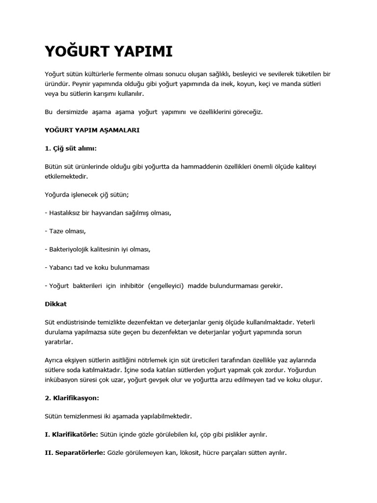 Yoğurt Yapimi | PDF Yoğurt Yapimi | PDF