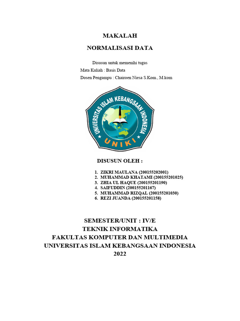Makalah Normalisasi Data | PDF