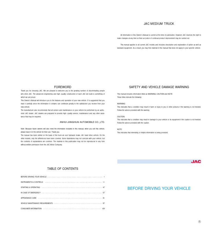 JAC Medium Duty Truck - Compressed | PDF